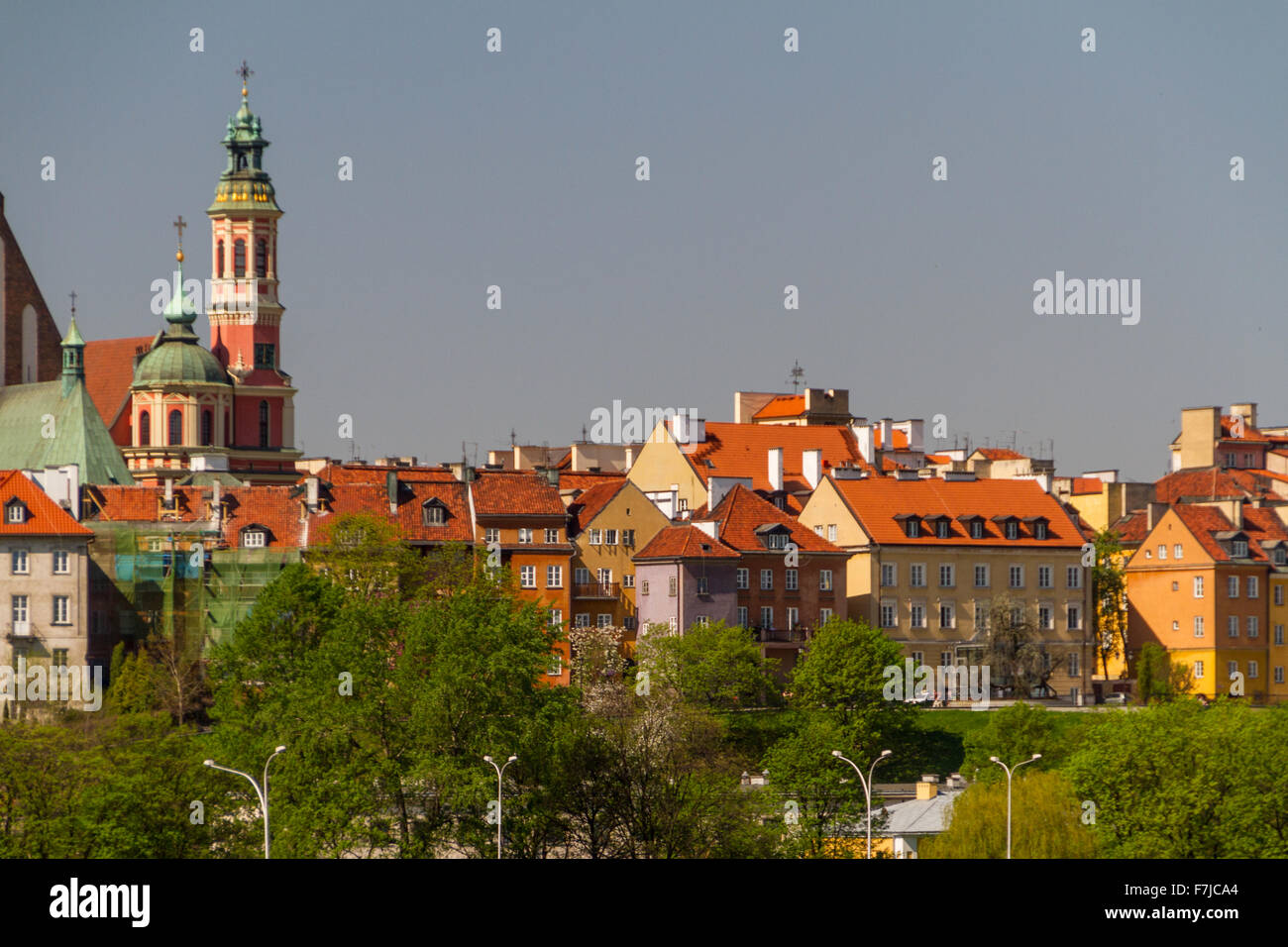 Old Town by the river Vistula picturesque scenery in the city of Warsaw ...