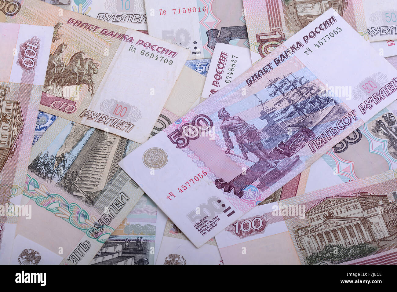 Russian money background. Rubles banknotes closeup texture Stock Photo ...
