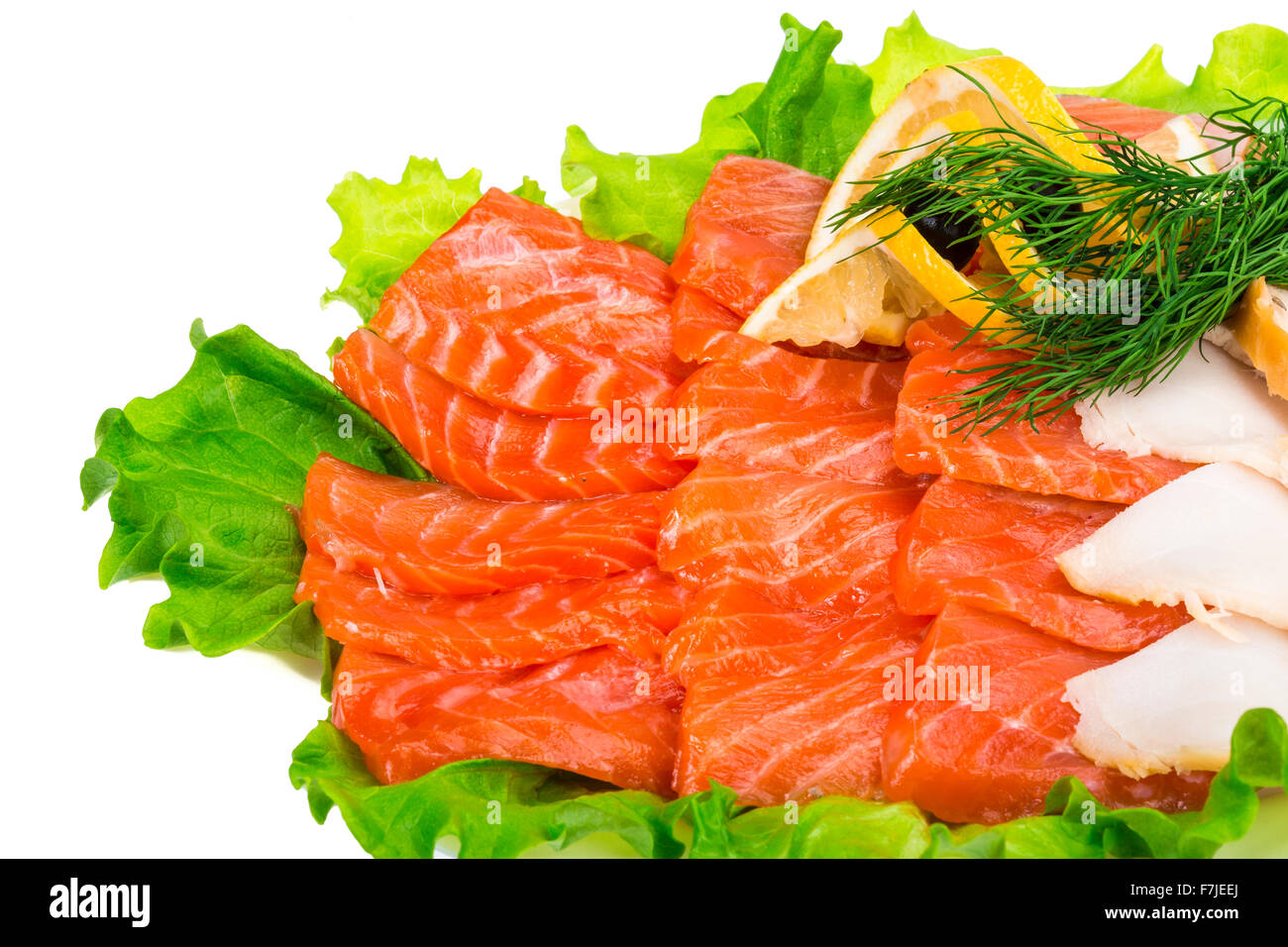 Sliced trout and sturgeon on the dish Stock Photo - Alamy