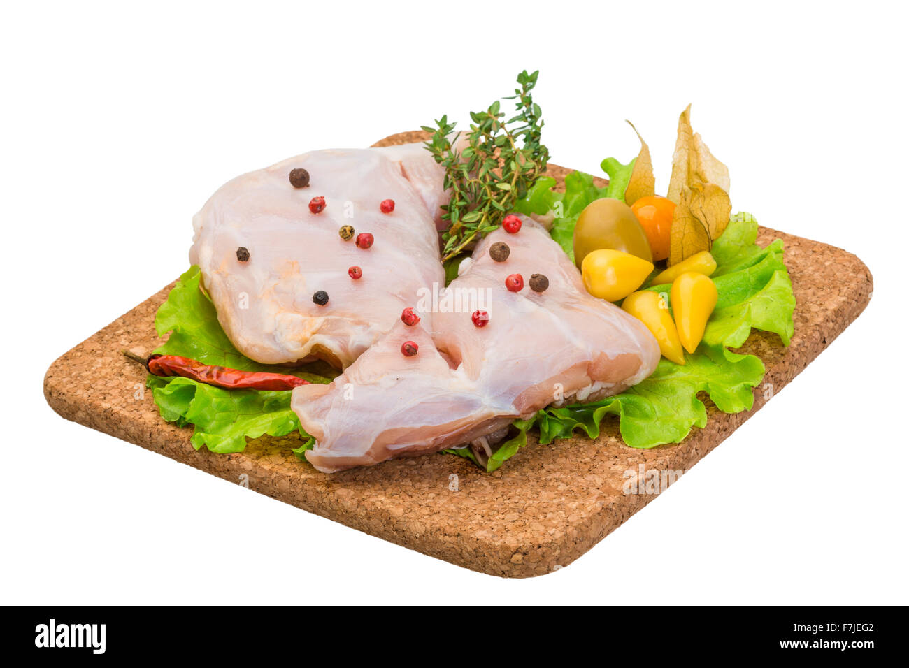 Raw rabbit meat with herbs and spices Stock Photo - Alamy