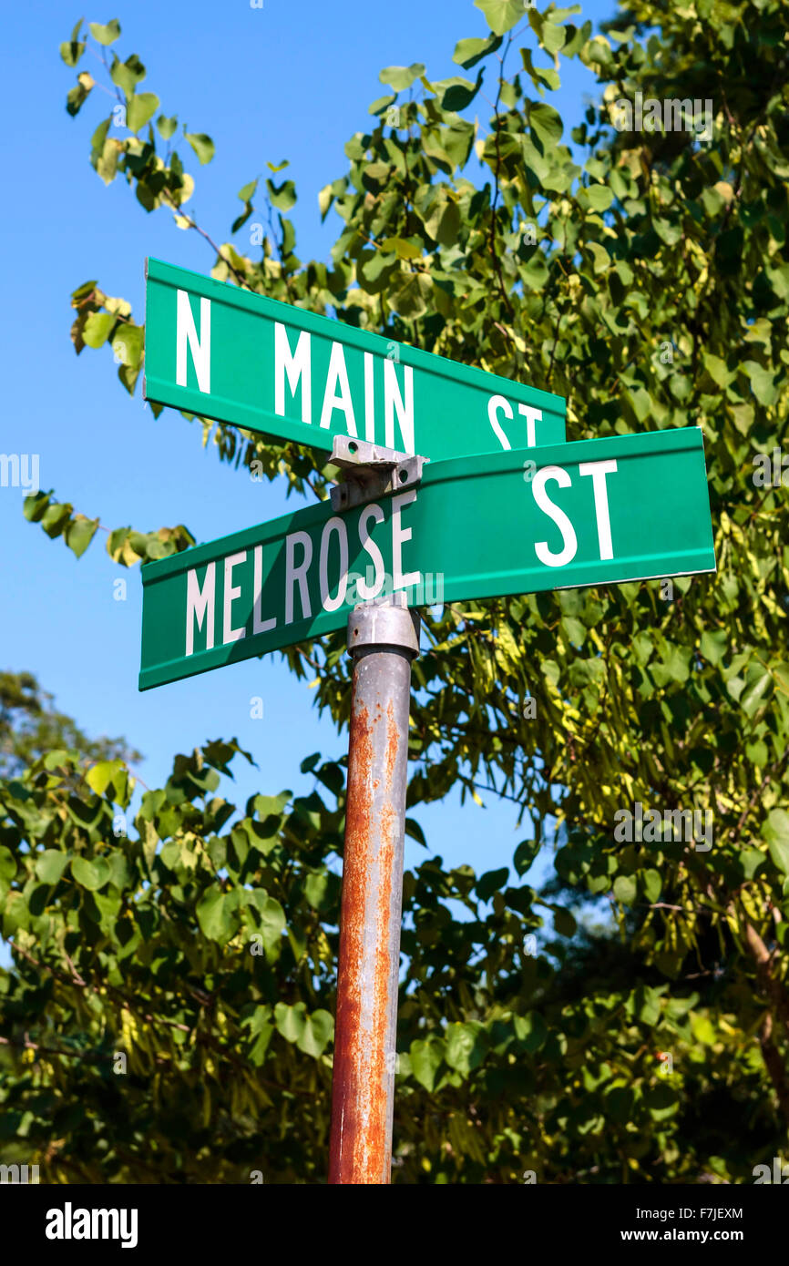 N Main Street and Melrose Street sign in Hattiesburg, Mississippi Stock ...