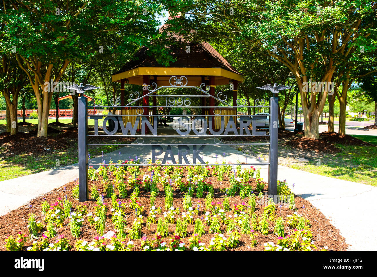 Town Square Park entrance signage in Hattiesburg, Mississippi Stock ...