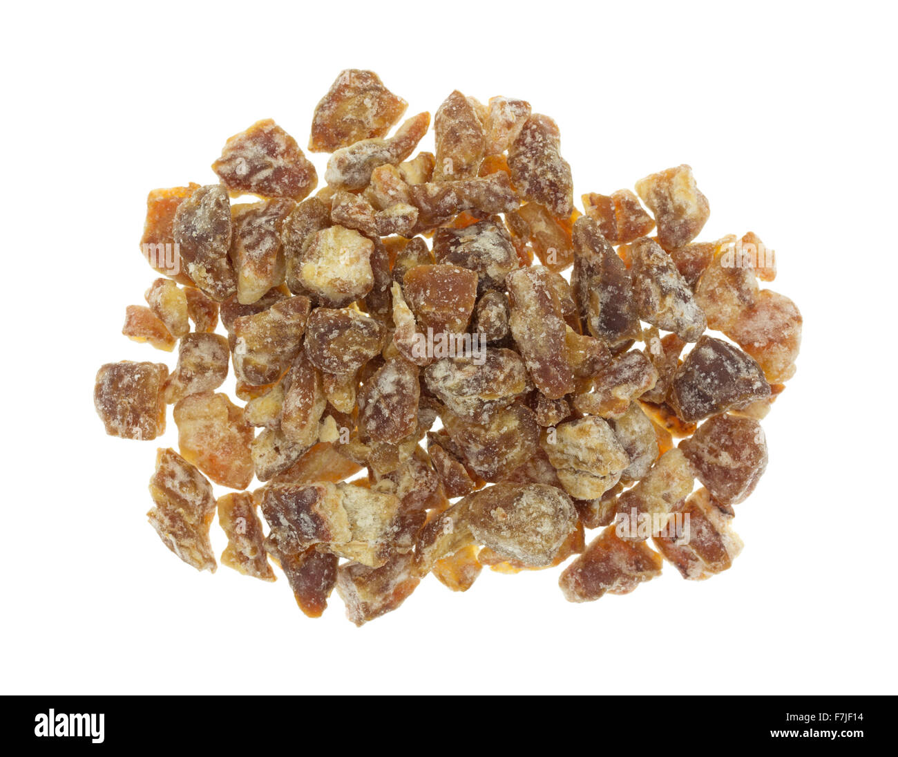 Top view of a serving of pitted chopped dates isolated on a white ...