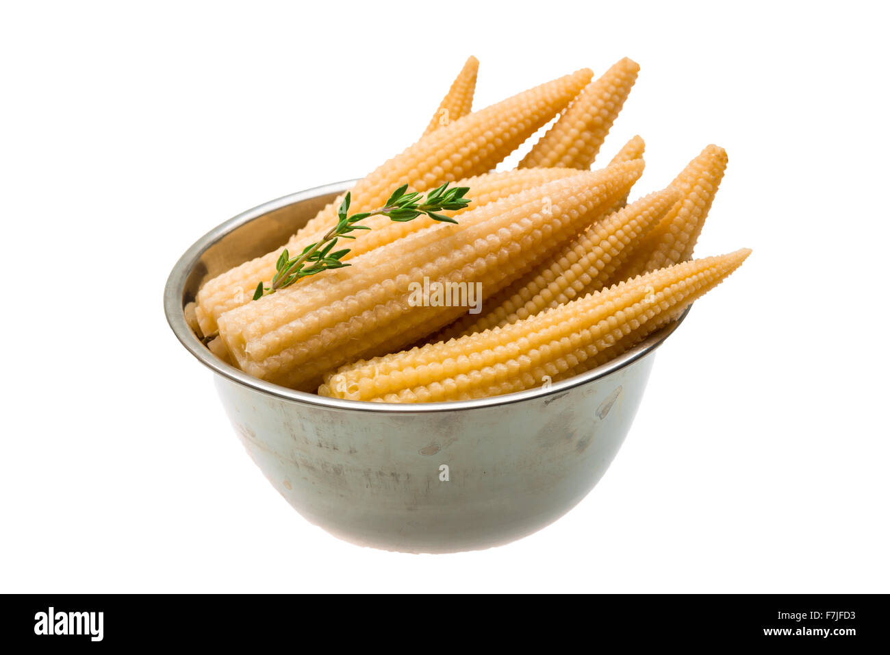 Baby corn with thyme Stock Photo - Alamy