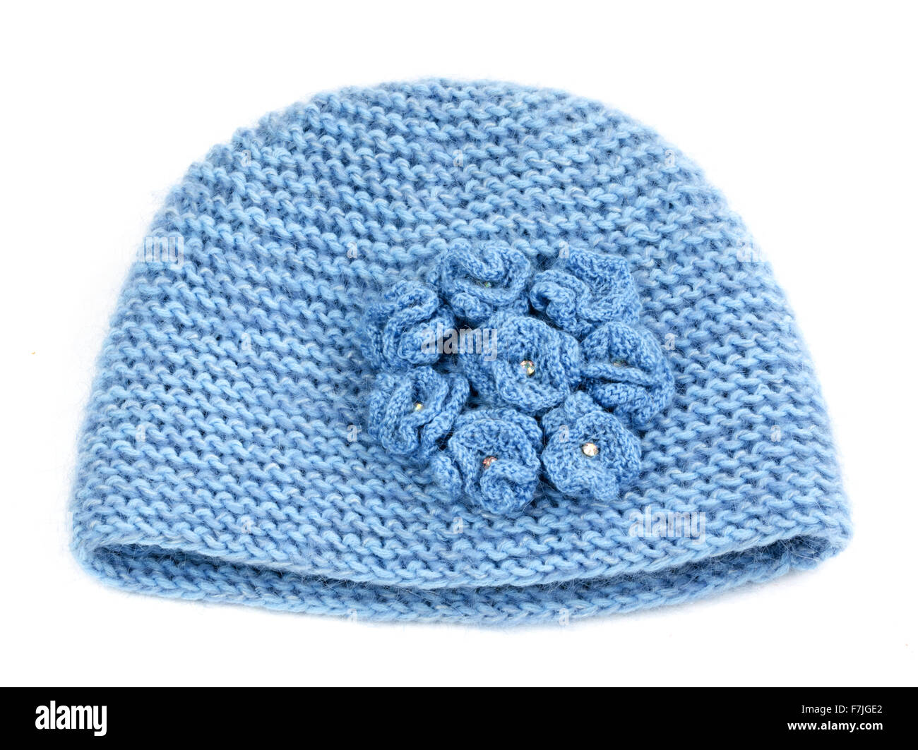 blue knitted hat isolated on white background Stock Photo - Alamy