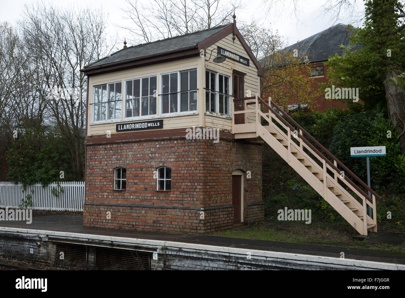 Station signal box at Llandrindod Wells Railway Station in Wales Stock ...