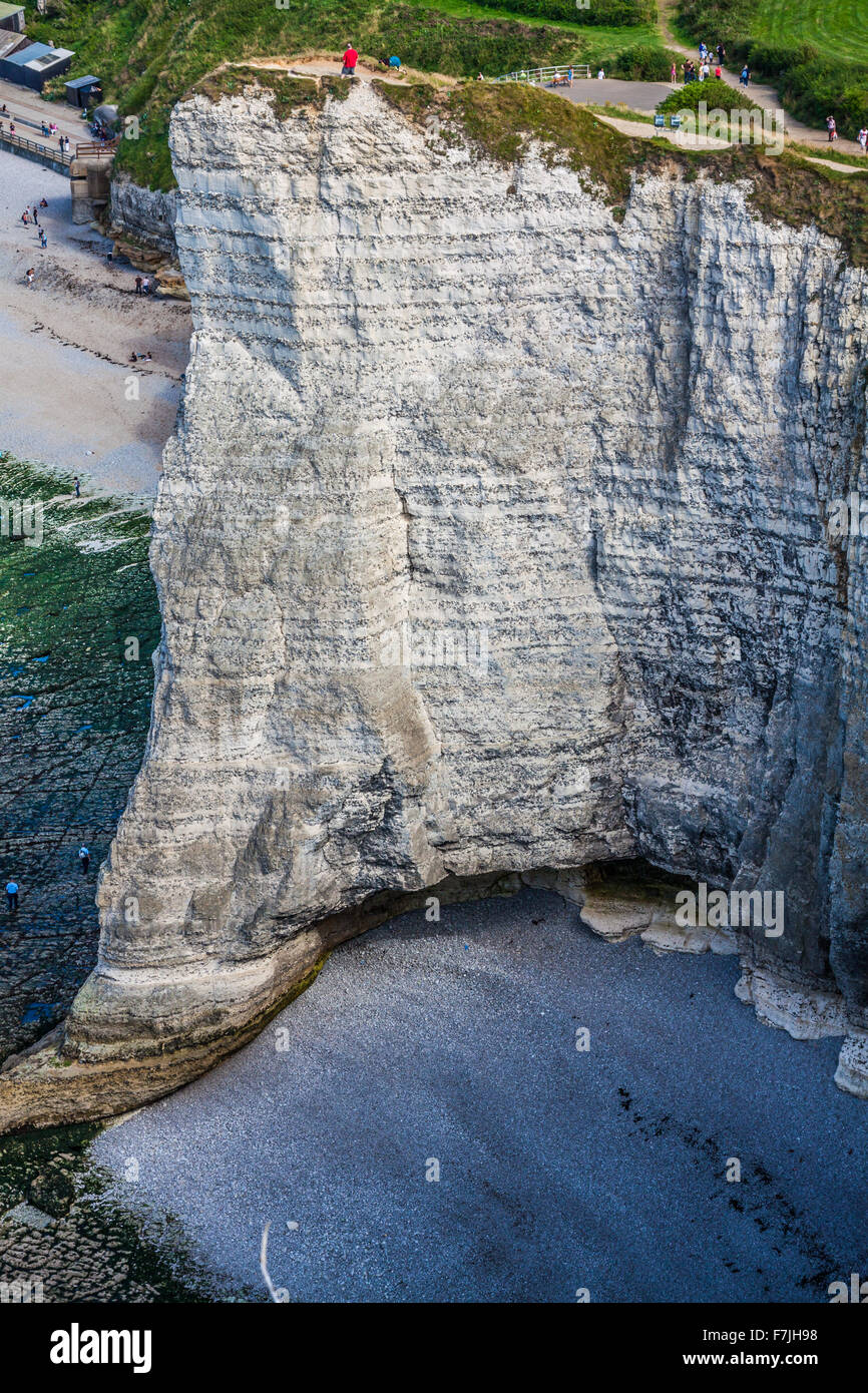 White cliffs on the coast of France near the town of Etretat in ...