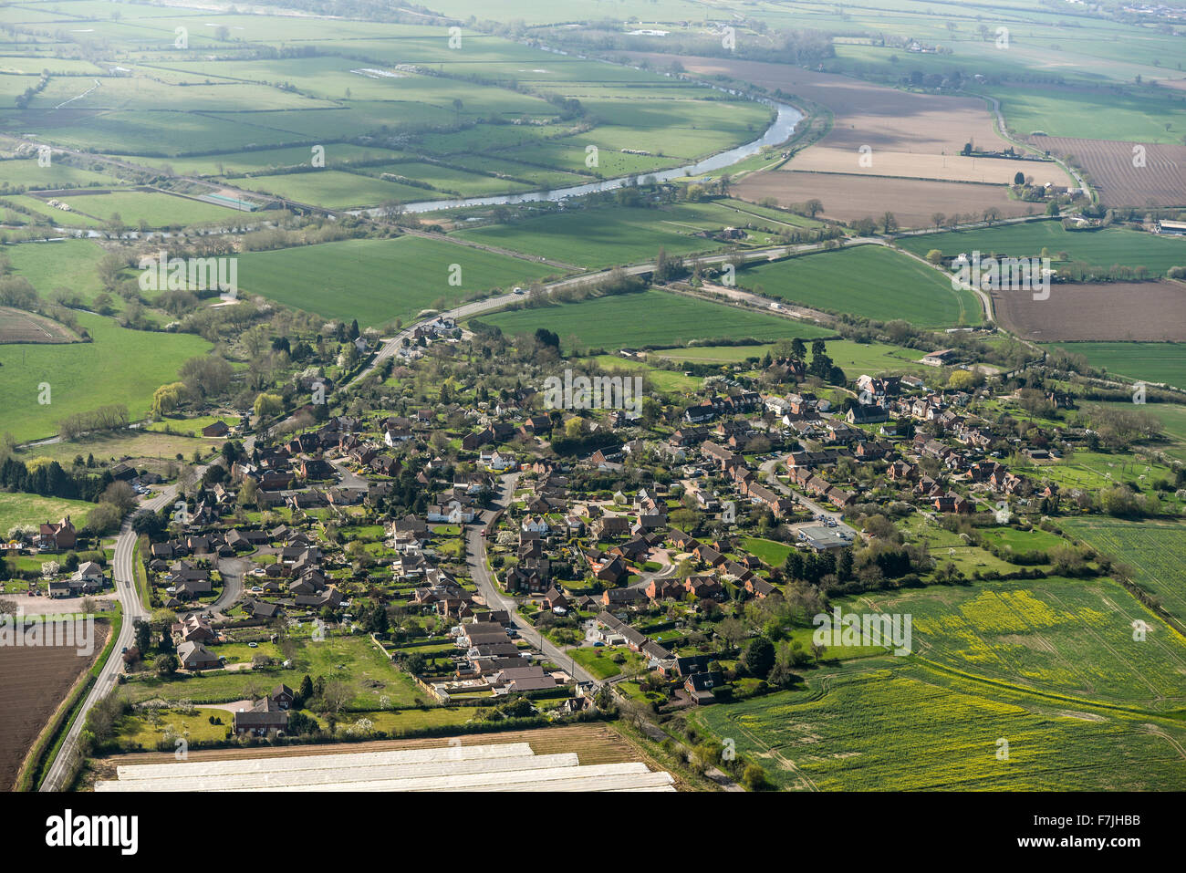 An aerial view of the Worcestershire village of Defford Stock Photo - Alamy
