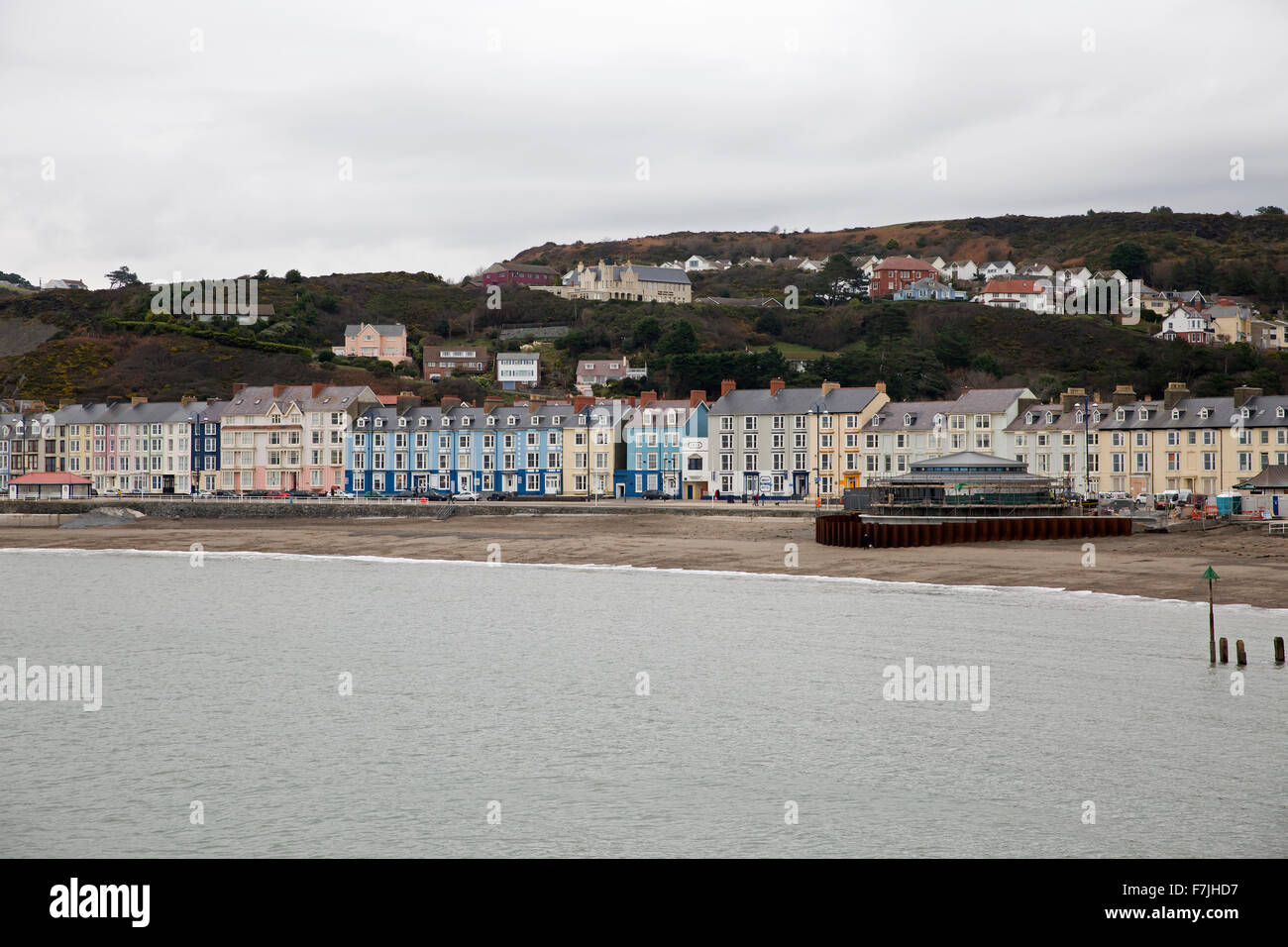A view of the houses along the seafront in aberystwyth Mid Wales Stock ...
