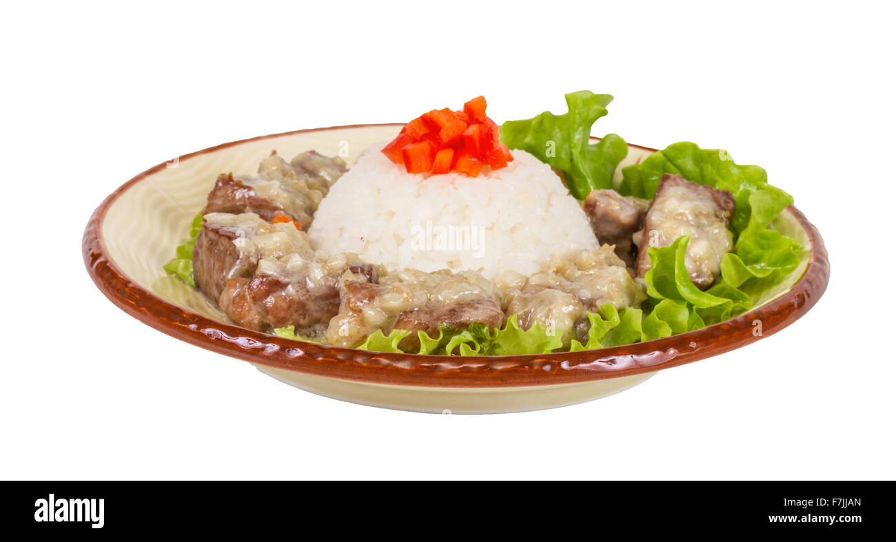 Rice and pork japanese style Stock Photo - Alamy