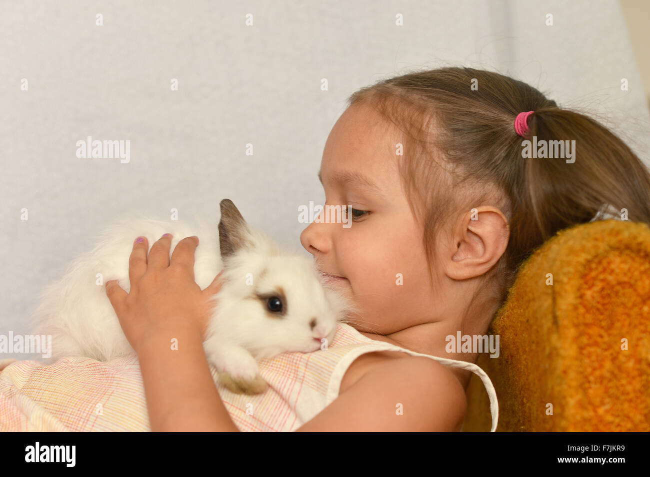 Girl with a rabbit Stock Photo - Alamy