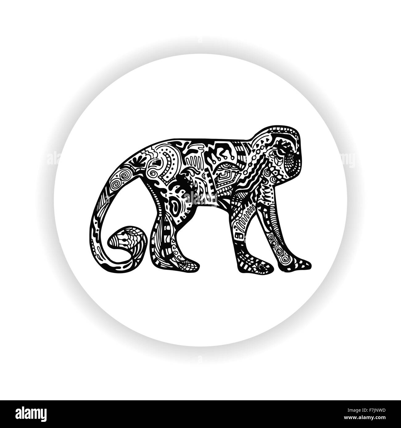 Black monkey with hand-drawn pattern Stock Vector Image & Art - Alamy