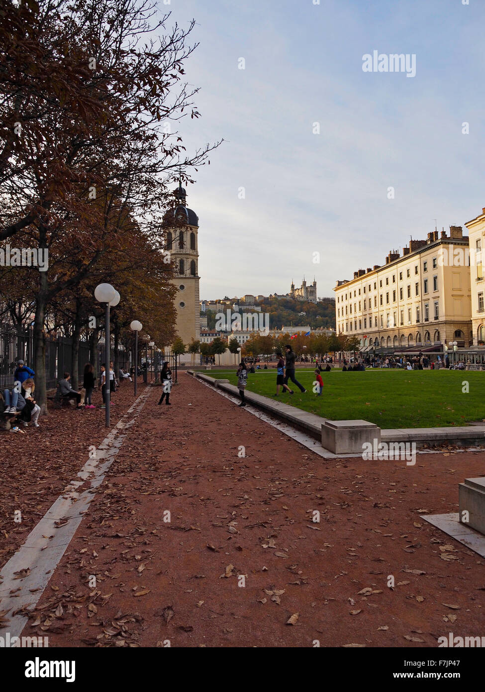 Lyon France Flower bouquet statue and Olympic tower Stock Photo - Alamy