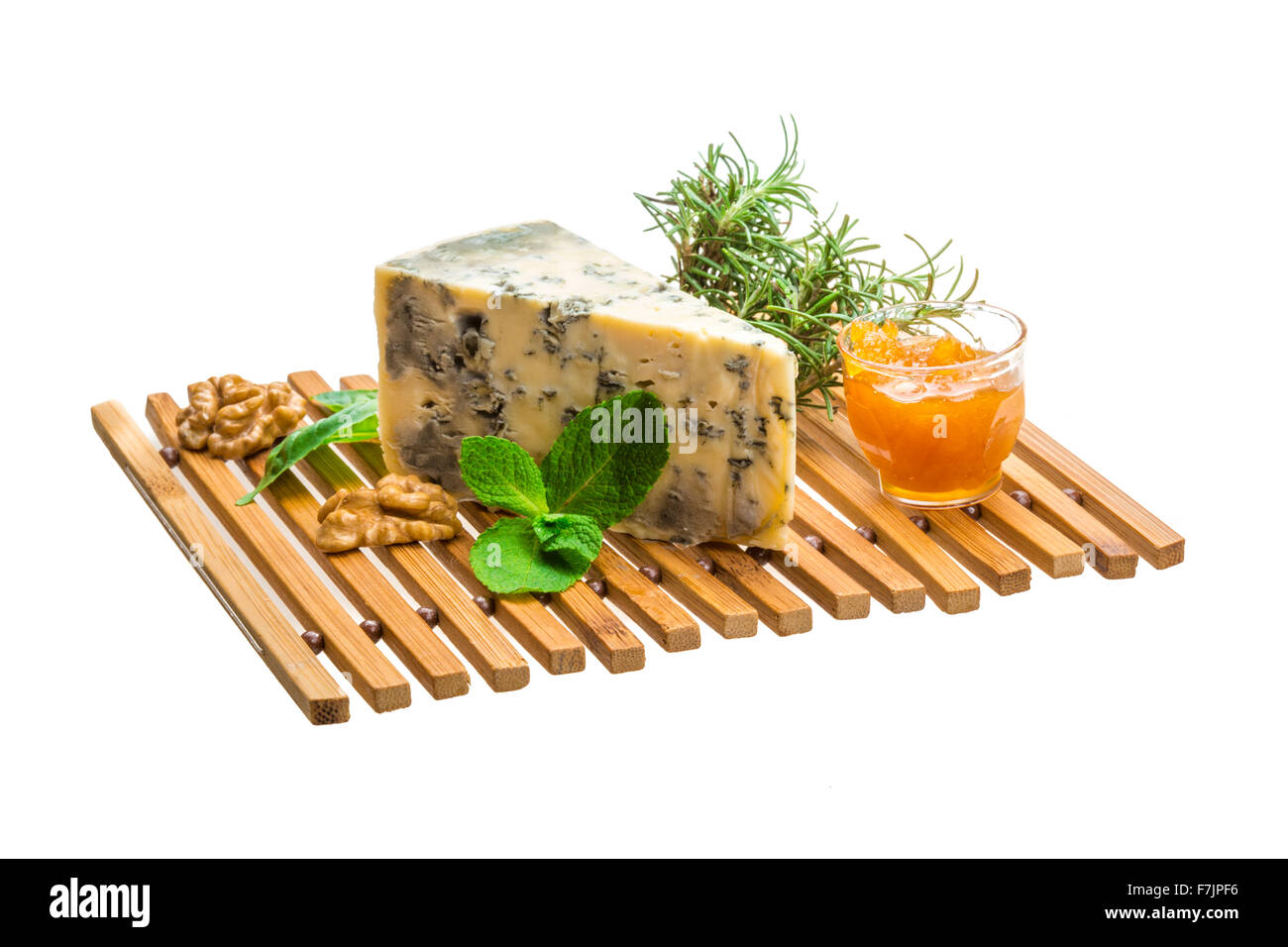 Dor blue cheese with herbs, nuts and honey Stock Photo - Alamy