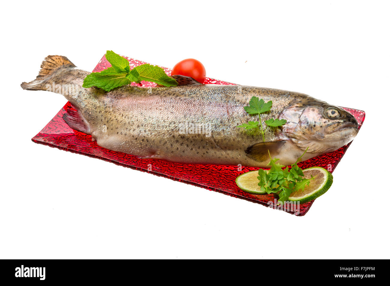 Fresh raw rainbow trout Stock Photo - Alamy