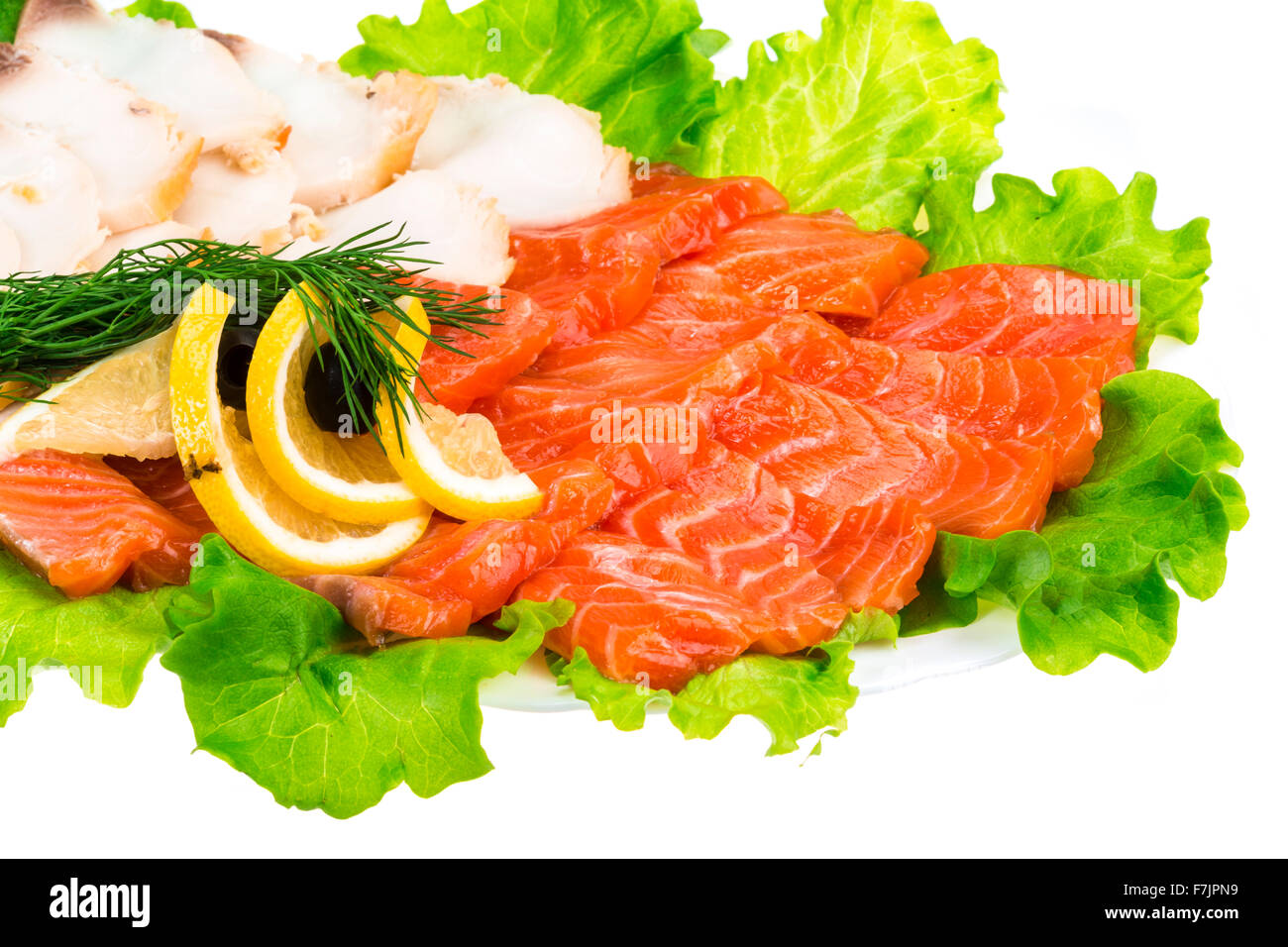 Sliced trout and sturgeon on the dish Stock Photo - Alamy