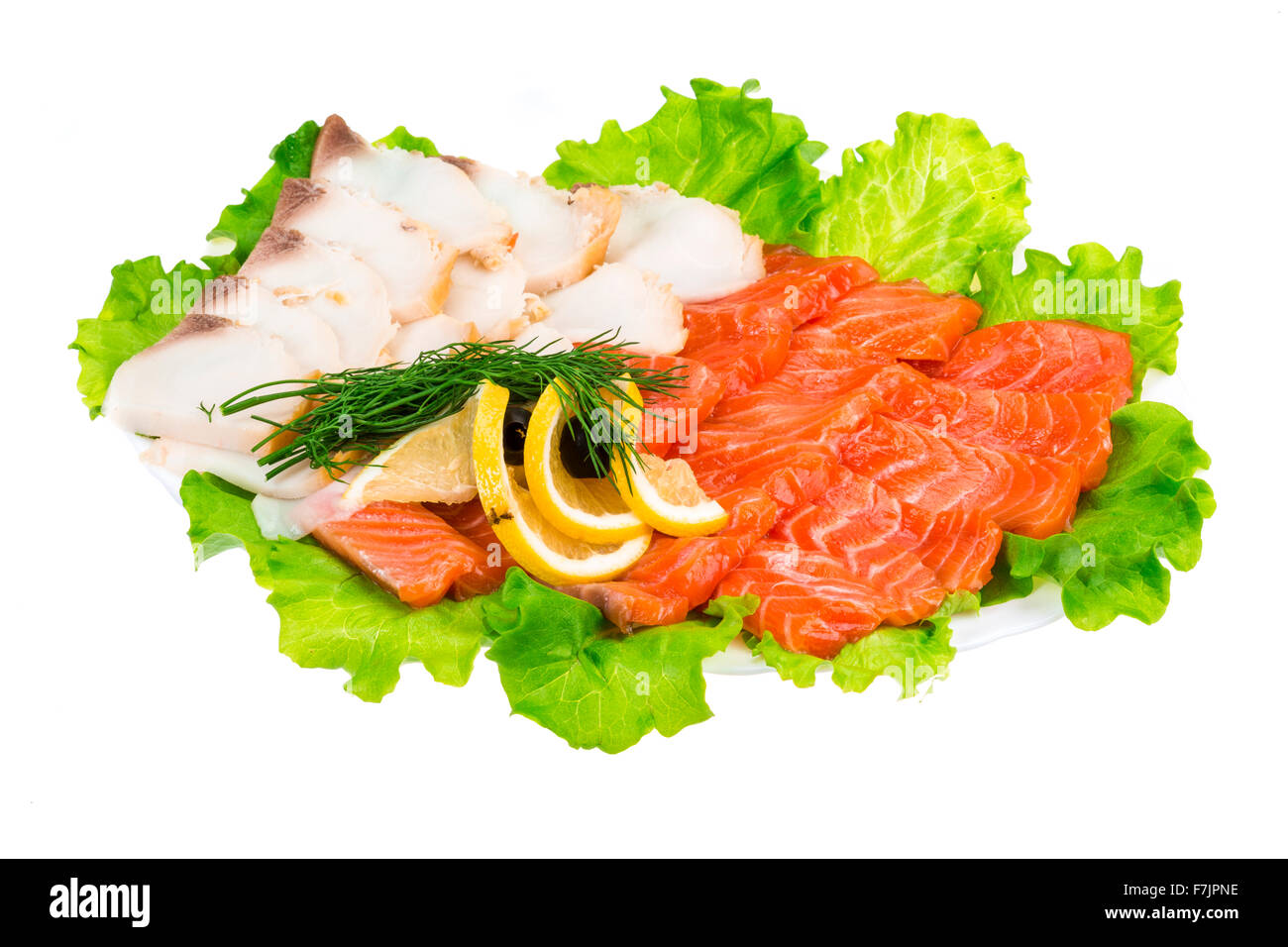 Sliced trout and sturgeon on the dish Stock Photo - Alamy