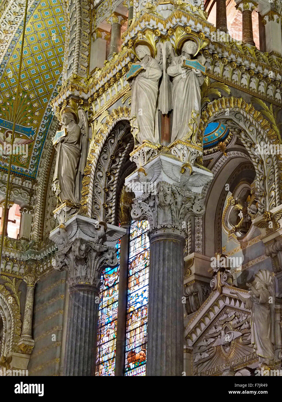 Interior of Lyon Fourvière cathedral southern France the finest detail ...