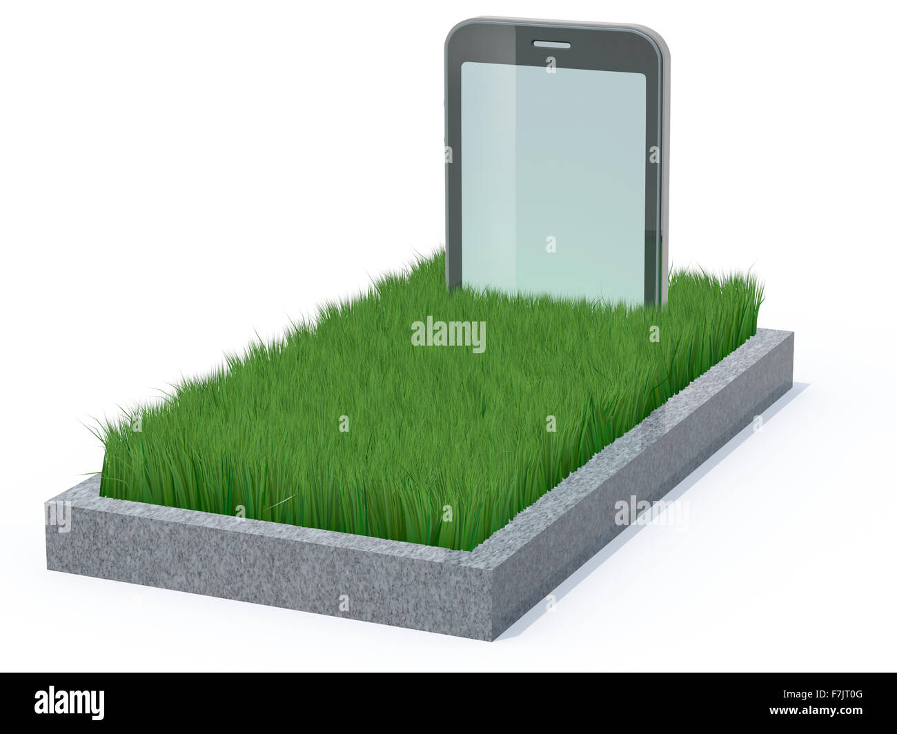 smart phone as a gravestone, 3d illustration Stock Photo - Alamy