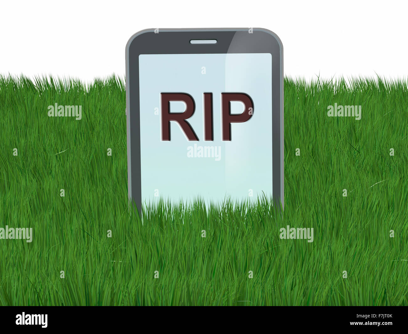 smartphone like a gravestone, 3d illustration Stock Photo - Alamy