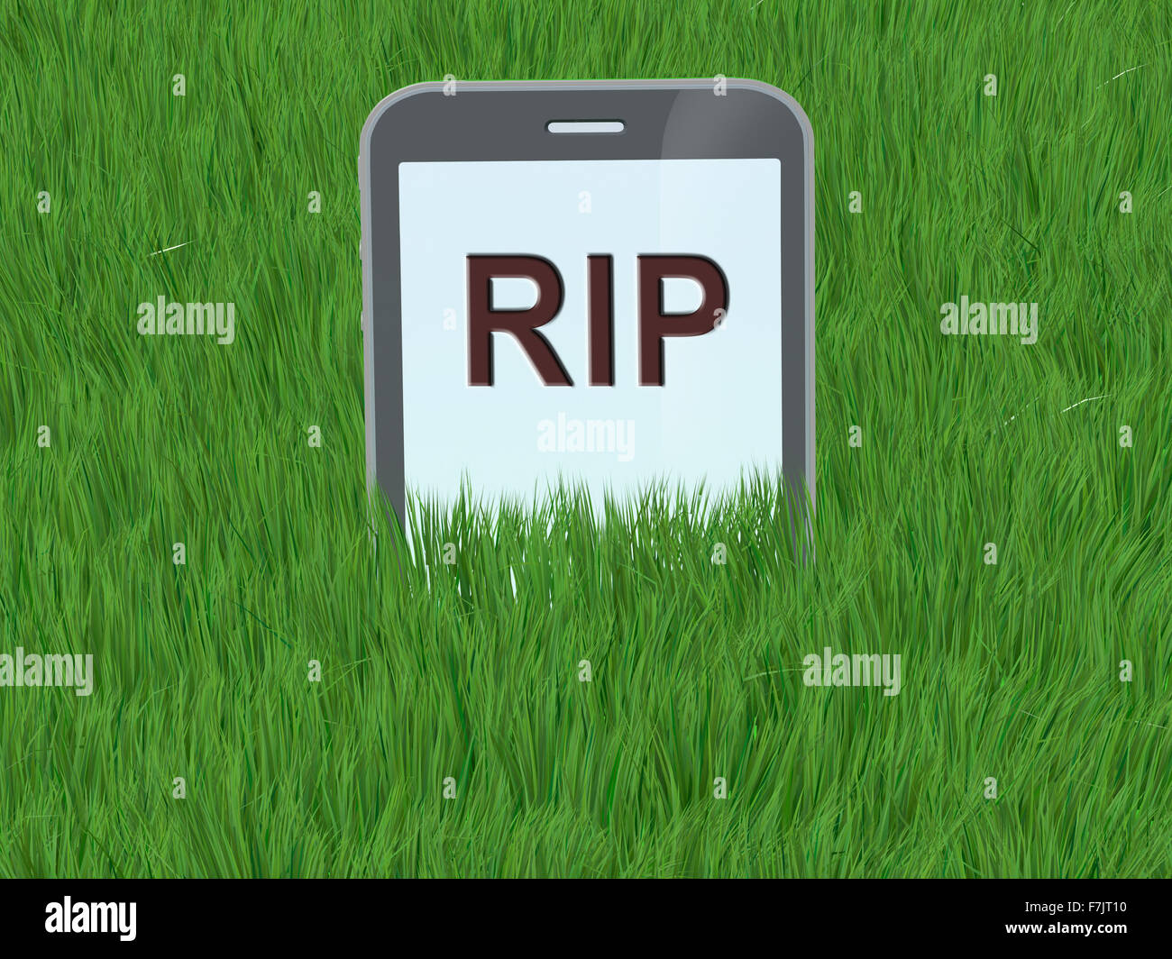 smartphone like a gravestone, 3d illustration Stock Photo - Alamy