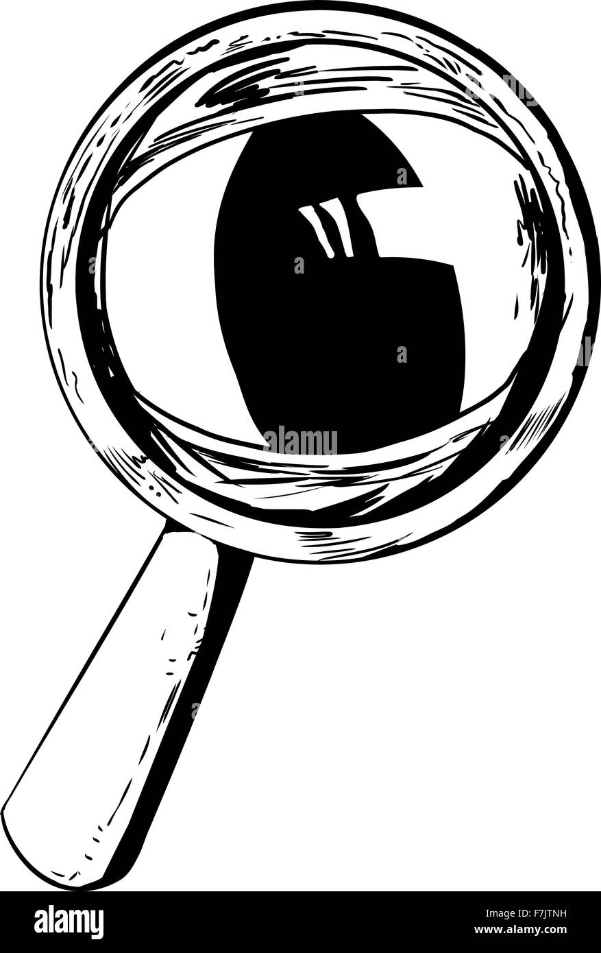 Outlined cartoon magnifying glass with large cat eye Stock Photo - Alamy