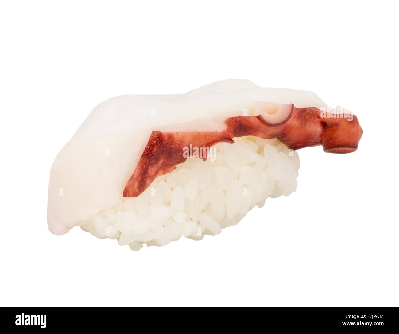 Japanese sushi with meat octopus on a white background Stock Photo - Alamy
