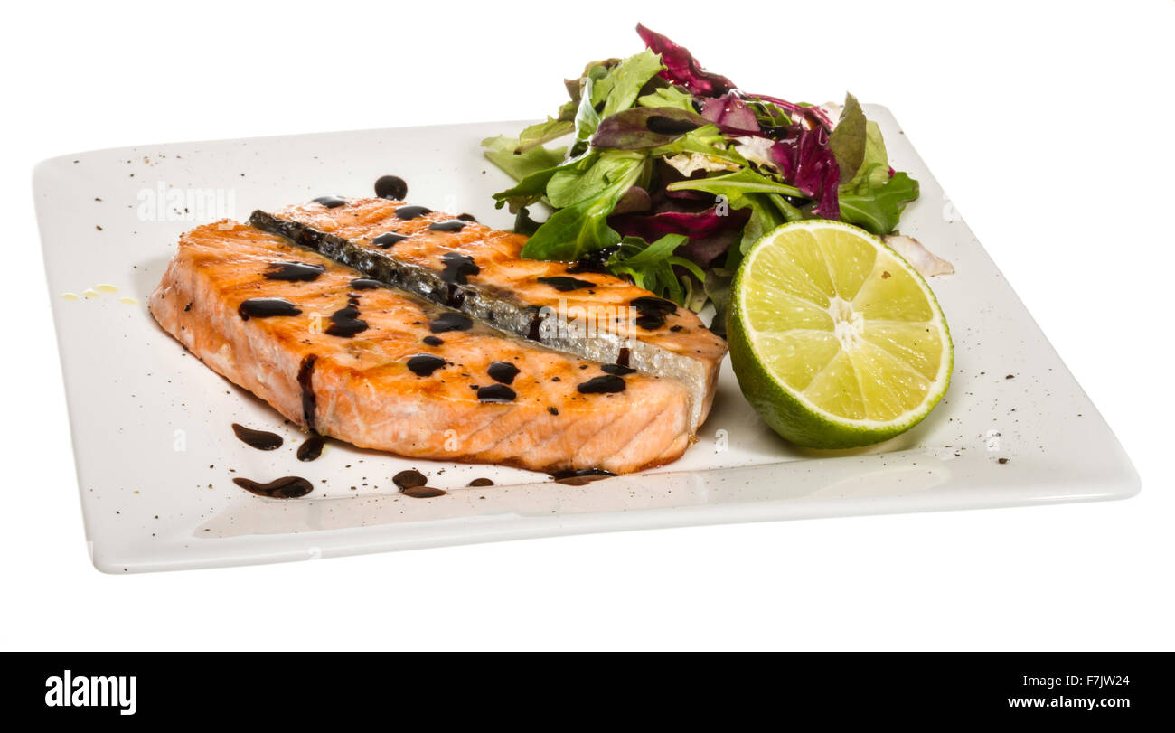 savory fish portion : roasted norwegian salmon fillet garnished with ...