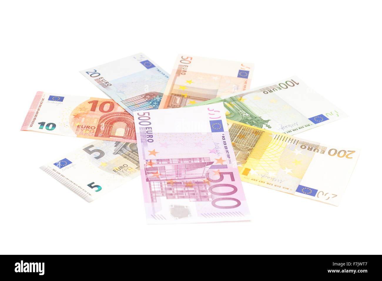 euro banknotes isolated on white background Stock Photo - Alamy