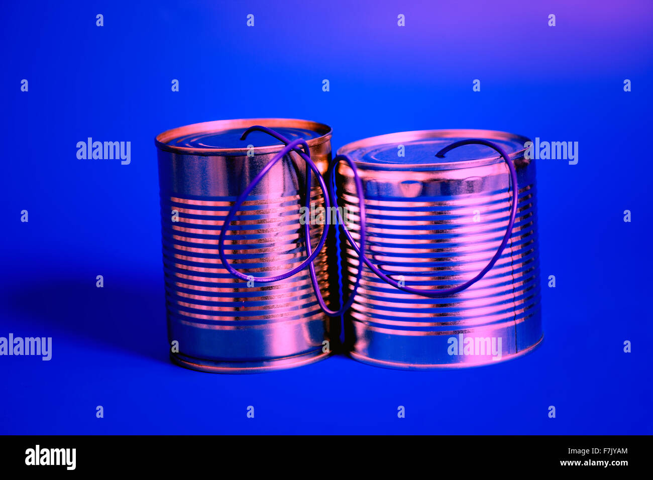 tin can phone.communication concept Stock Photo - Alamy