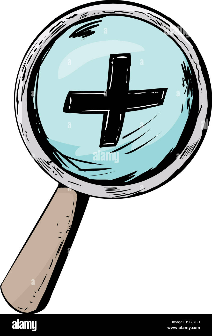 Cartoon magnifying glass with zoom in symbol Stock Photo - Alamy