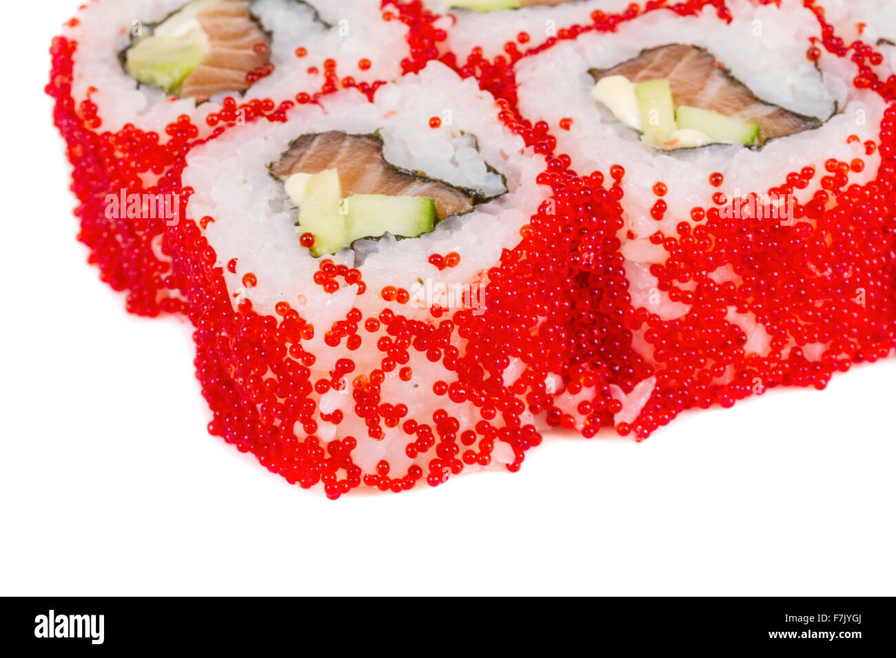Tobiko Spicy Maki Sushi - Hot Roll with various type of Tobiko (flying ...