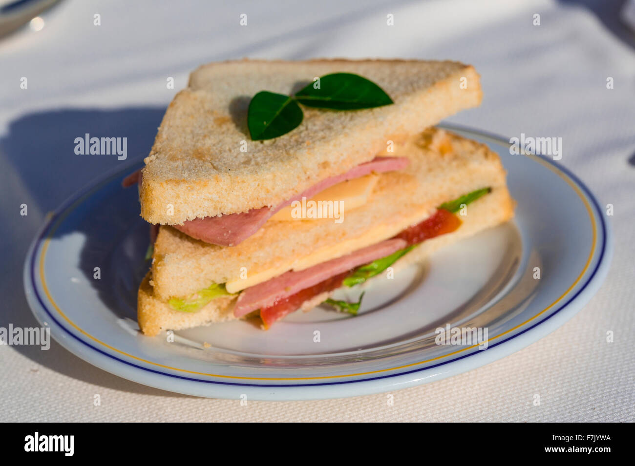 Sandwich on the plate for breakfast Stock Photo - Alamy