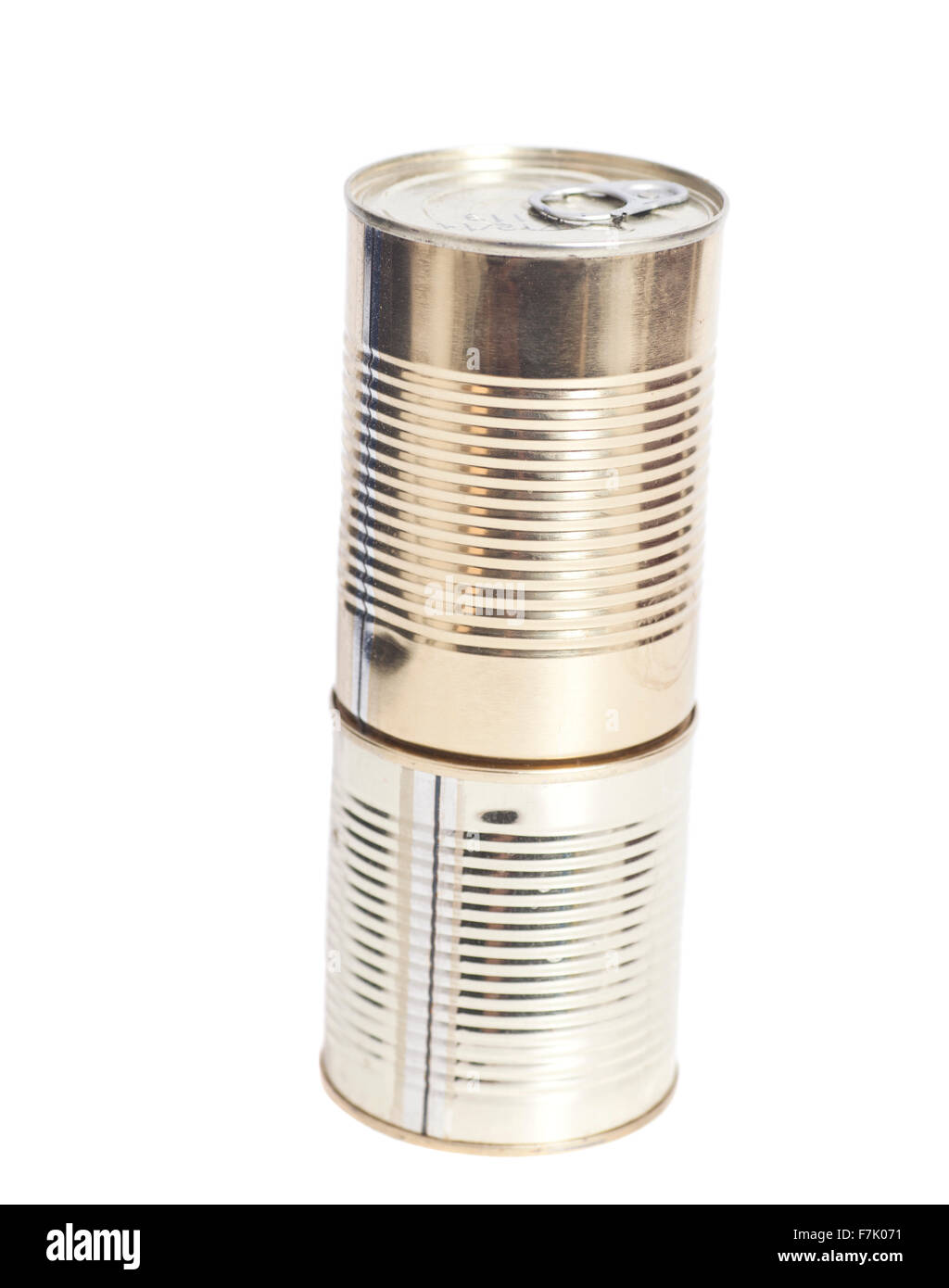 sealed metal cans isolated on white background Stock Photo - Alamy