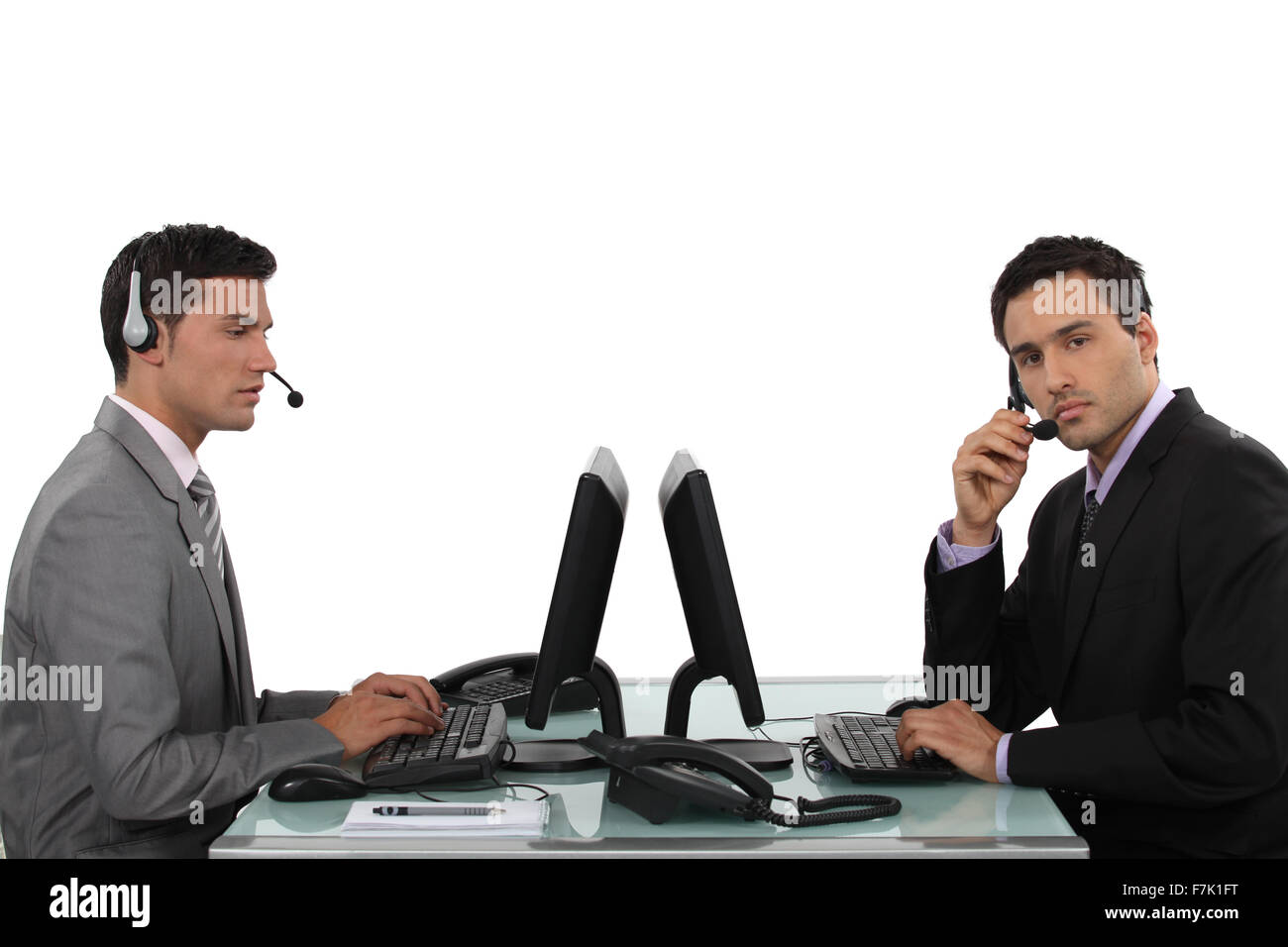 Call center desk audio headsets hi-res stock photography and images - Alamy