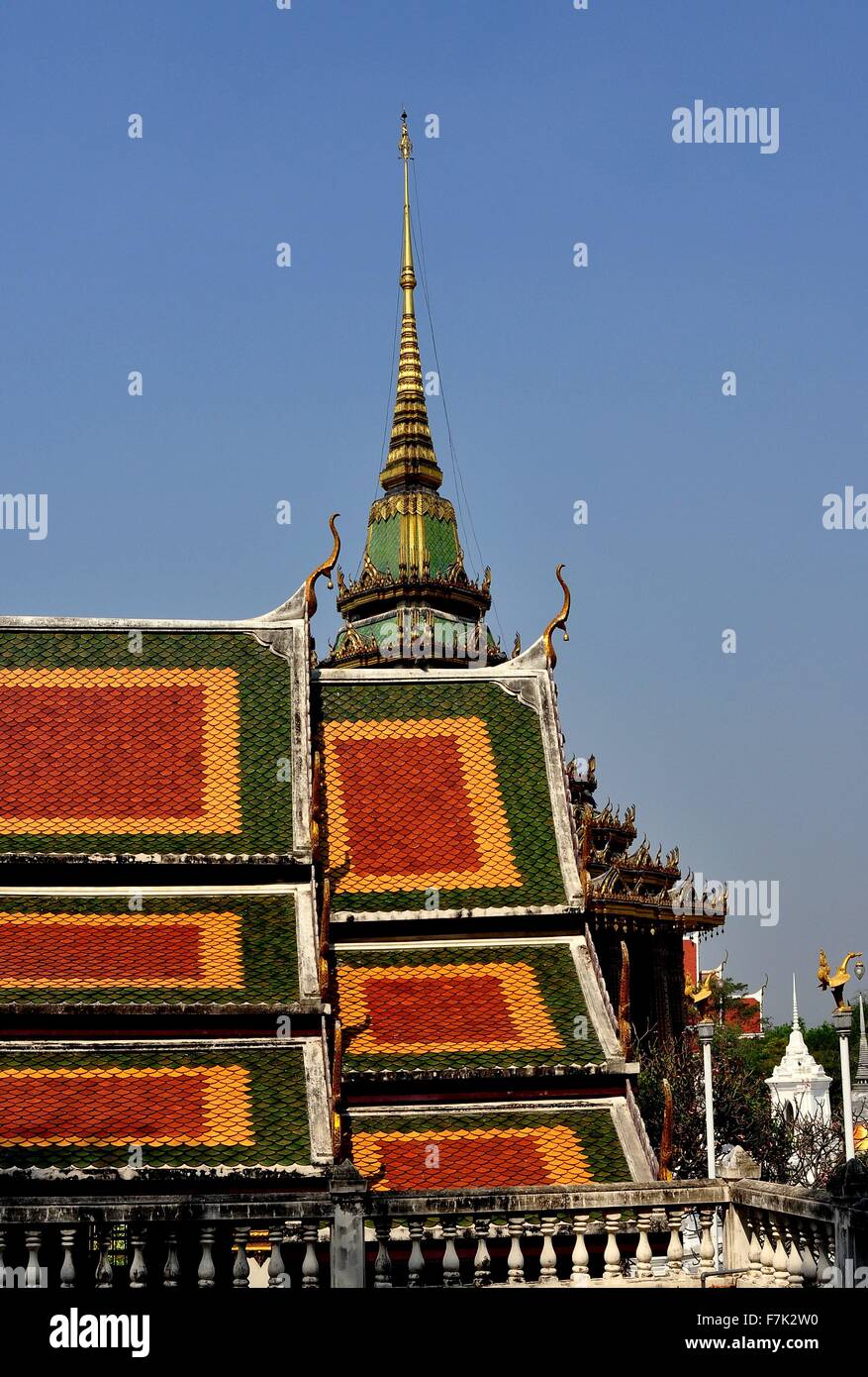 Saraburi, Thailand: Imposing orange, yellow, and green interlocking ...