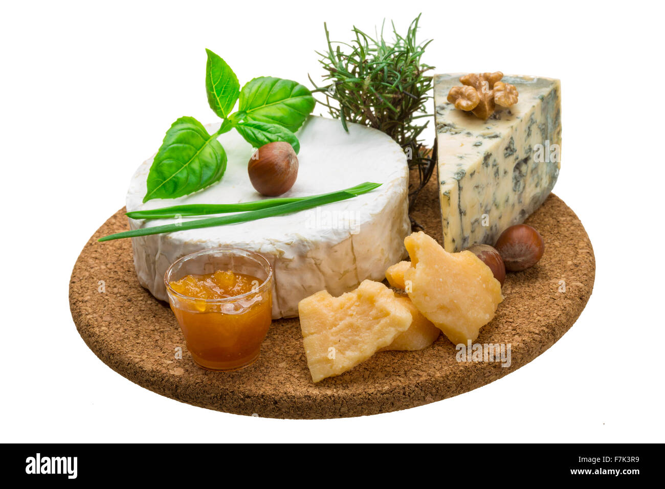 Assorted cheese - brie, dor blue and hard old yellow cheese Stock Photo ...