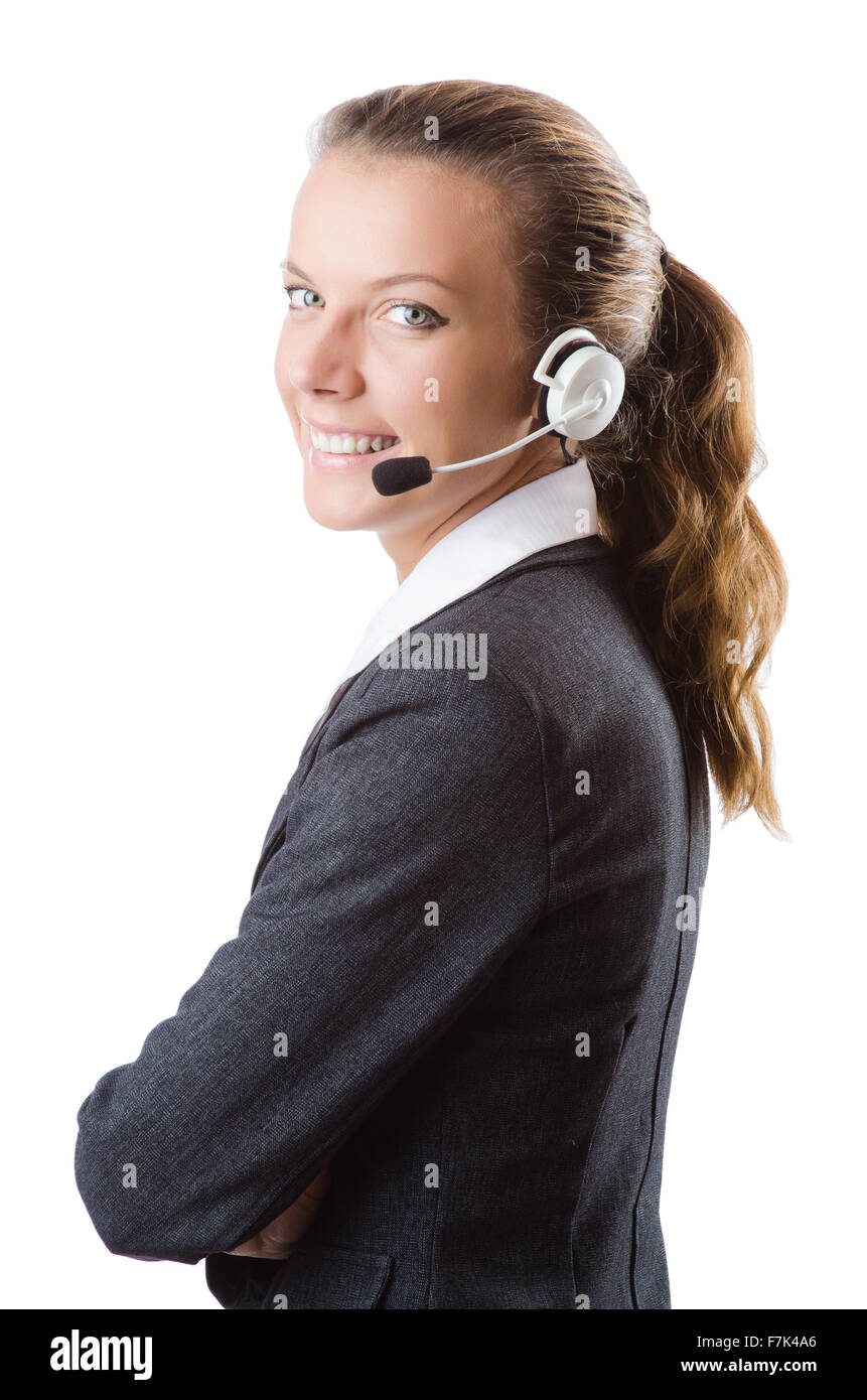 Pretty office manager isolated on white Stock Photo - Alamy