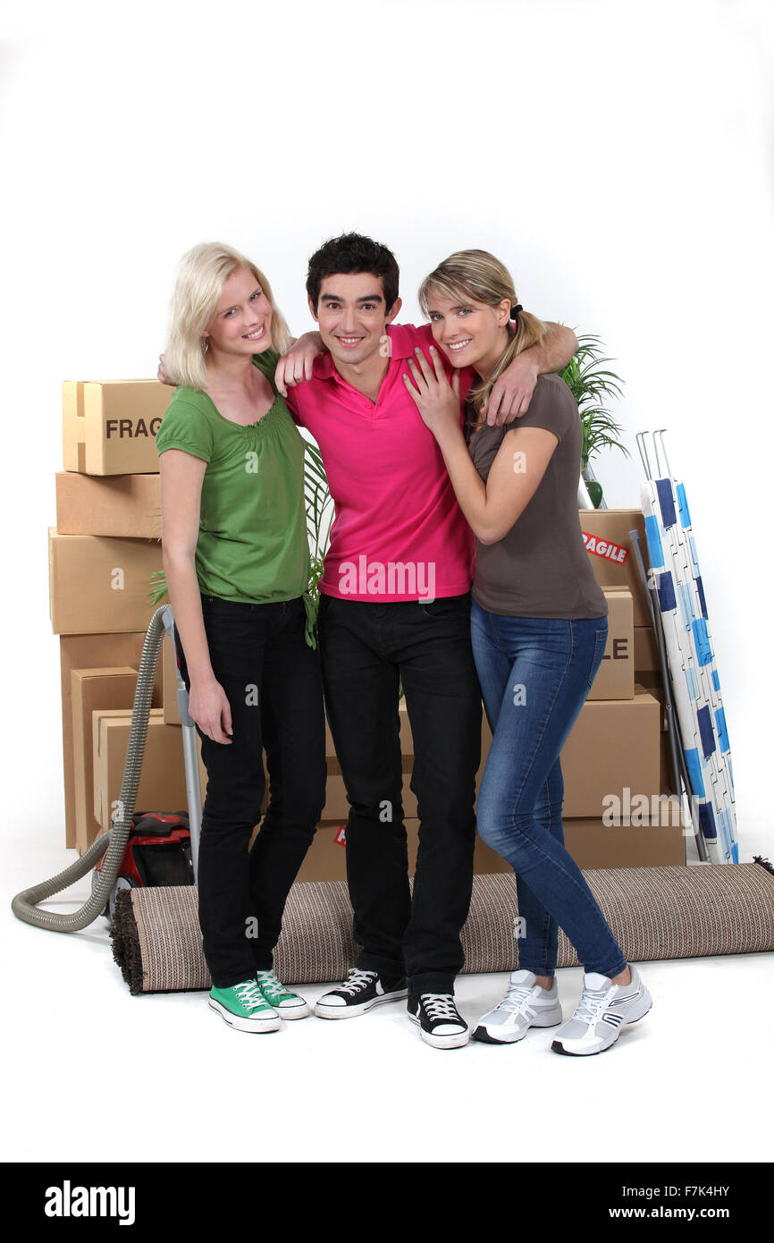 Moving boxes and plant Cut Out Stock Images & Pictures - Alamy