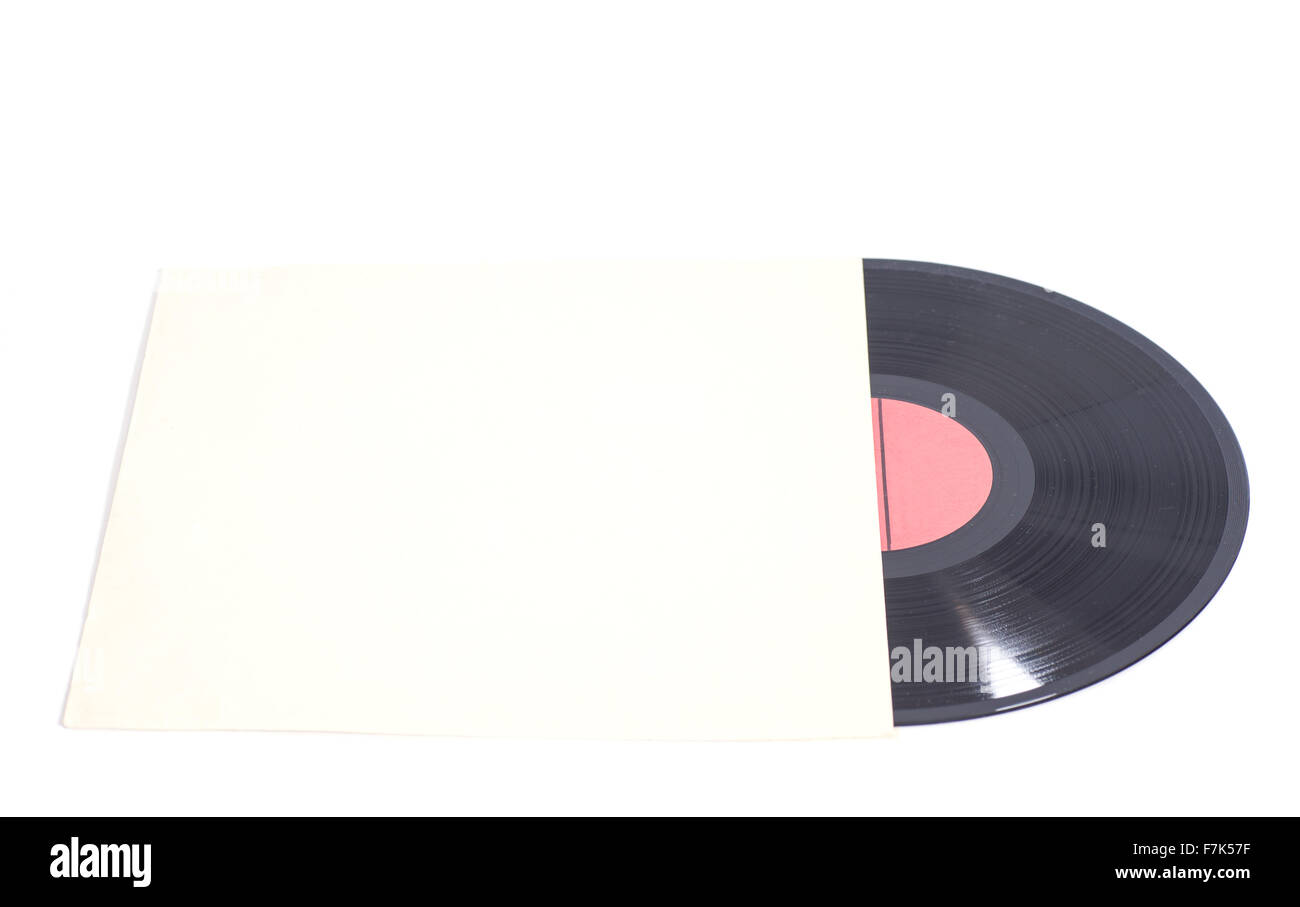 Old vinyl record in paper case isolated on white Stock Photo - Alamy