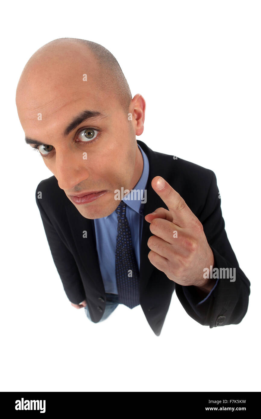 Angry bald businessman Stock Photo - Alamy