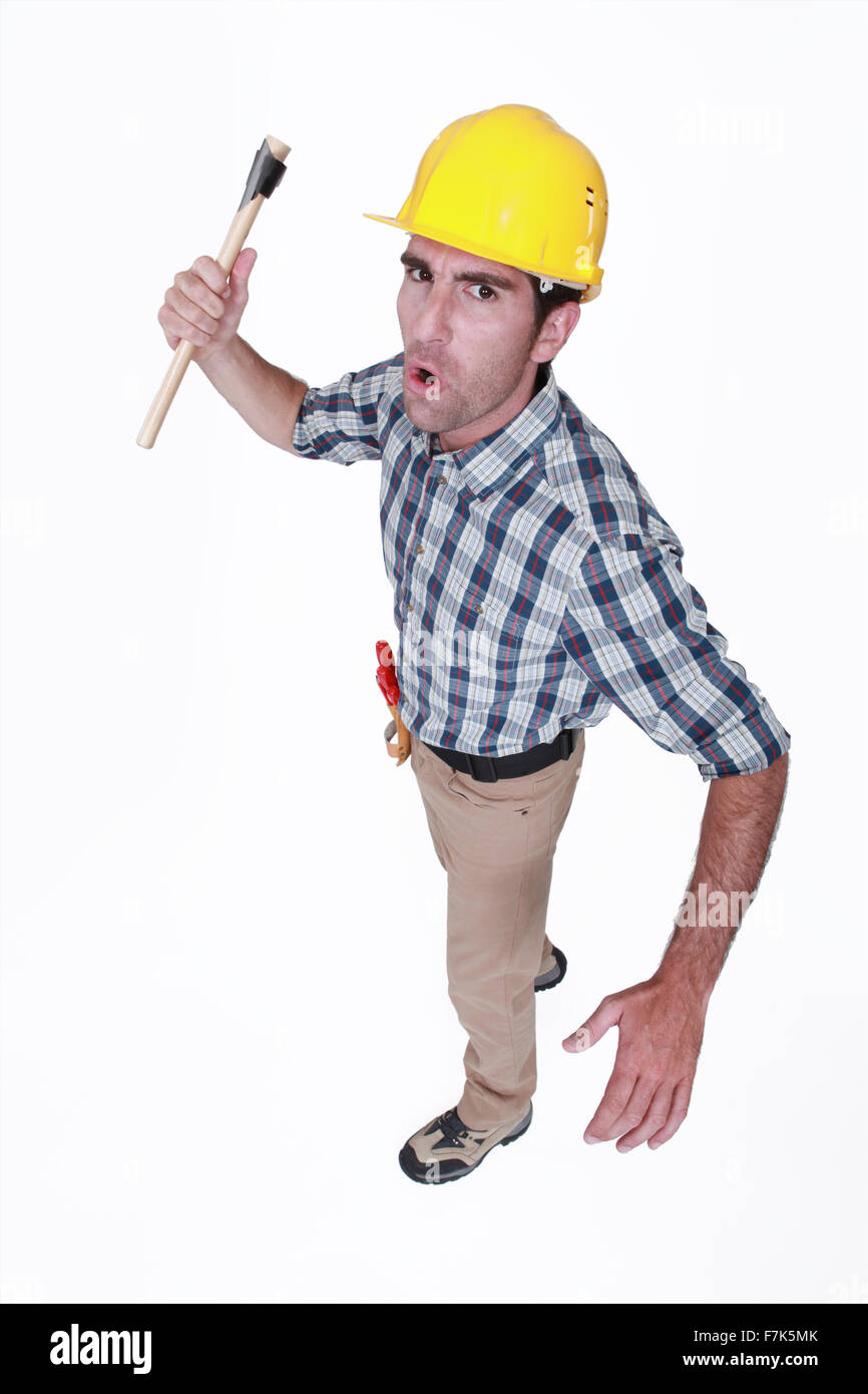 Angry construction worker Stock Photo - Alamy