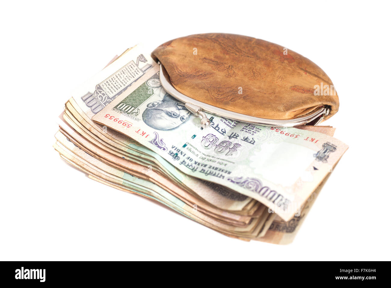 Wallet with Indian currency notes isolated on white Stock Photo - Alamy