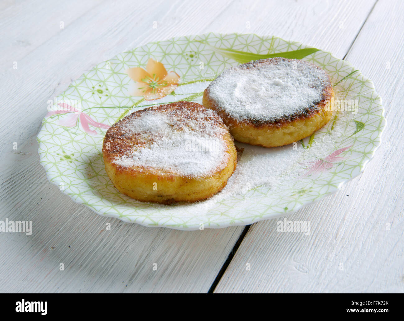 Saxon cheese pancakes - Quarkkaulchen.German cuisine Stock Photo - Alamy