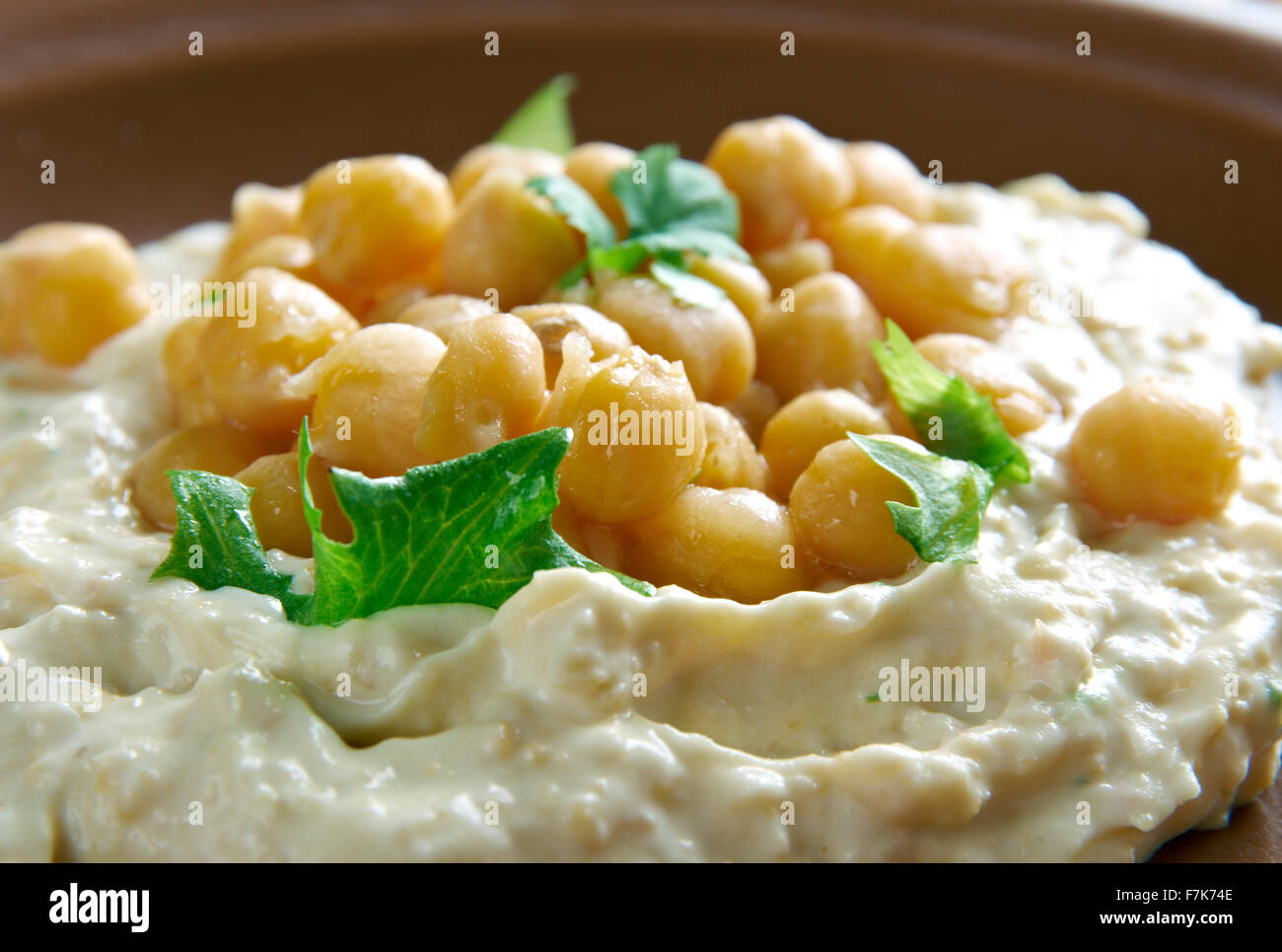 Msabbaha variation of hummus popular in the Levant, In the Galile Stock ...