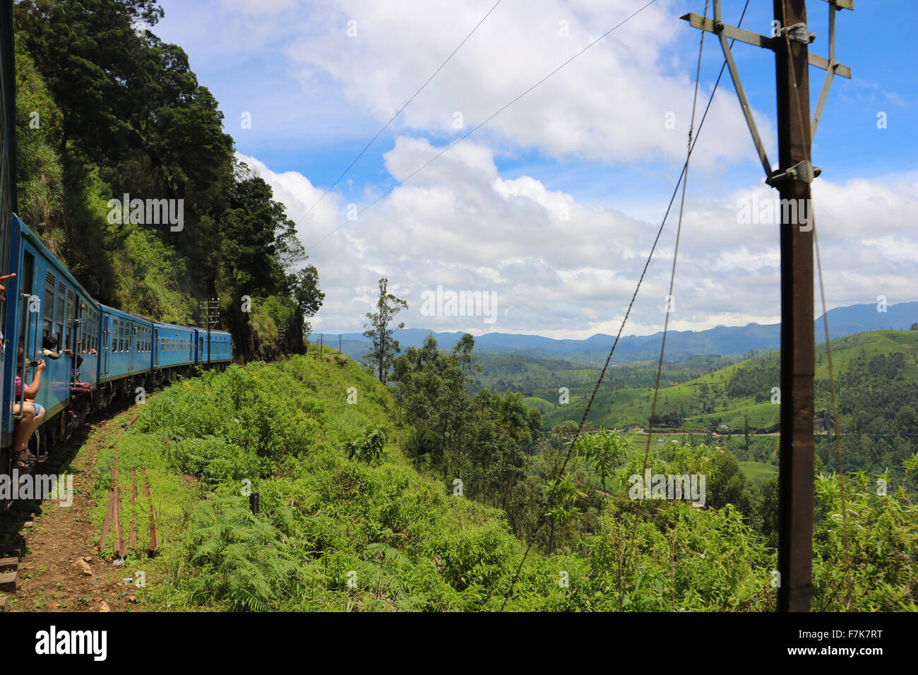 Train journey through the tea plantations in the mountains of Sri Lanka ...