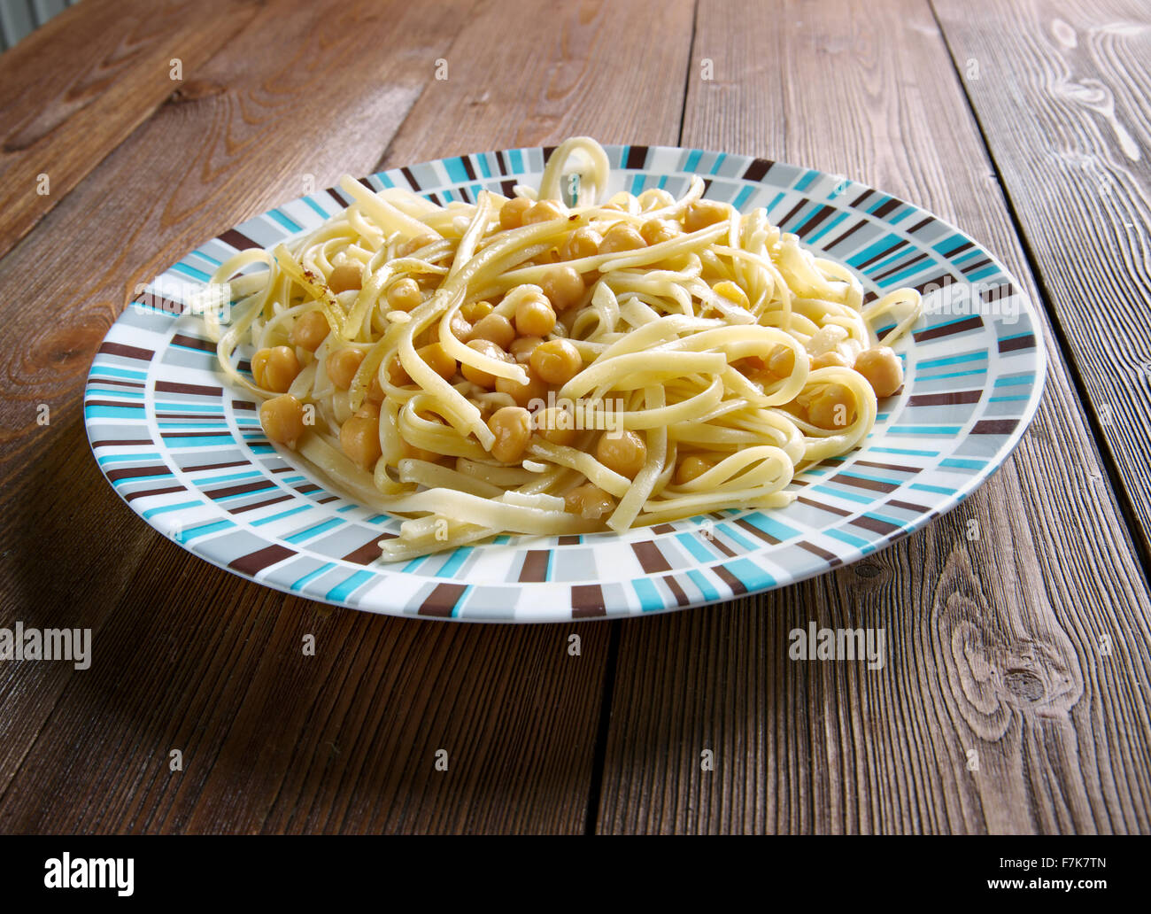 Ciceri e Tria pasta dish and chickpeas in Italian cuisine Stock Photo ...