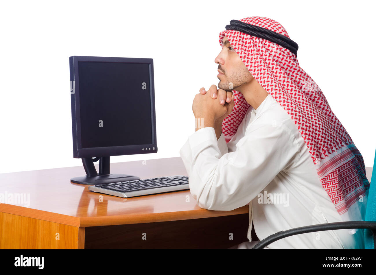 Arab businessman working on computer Stock Photo - Alamy