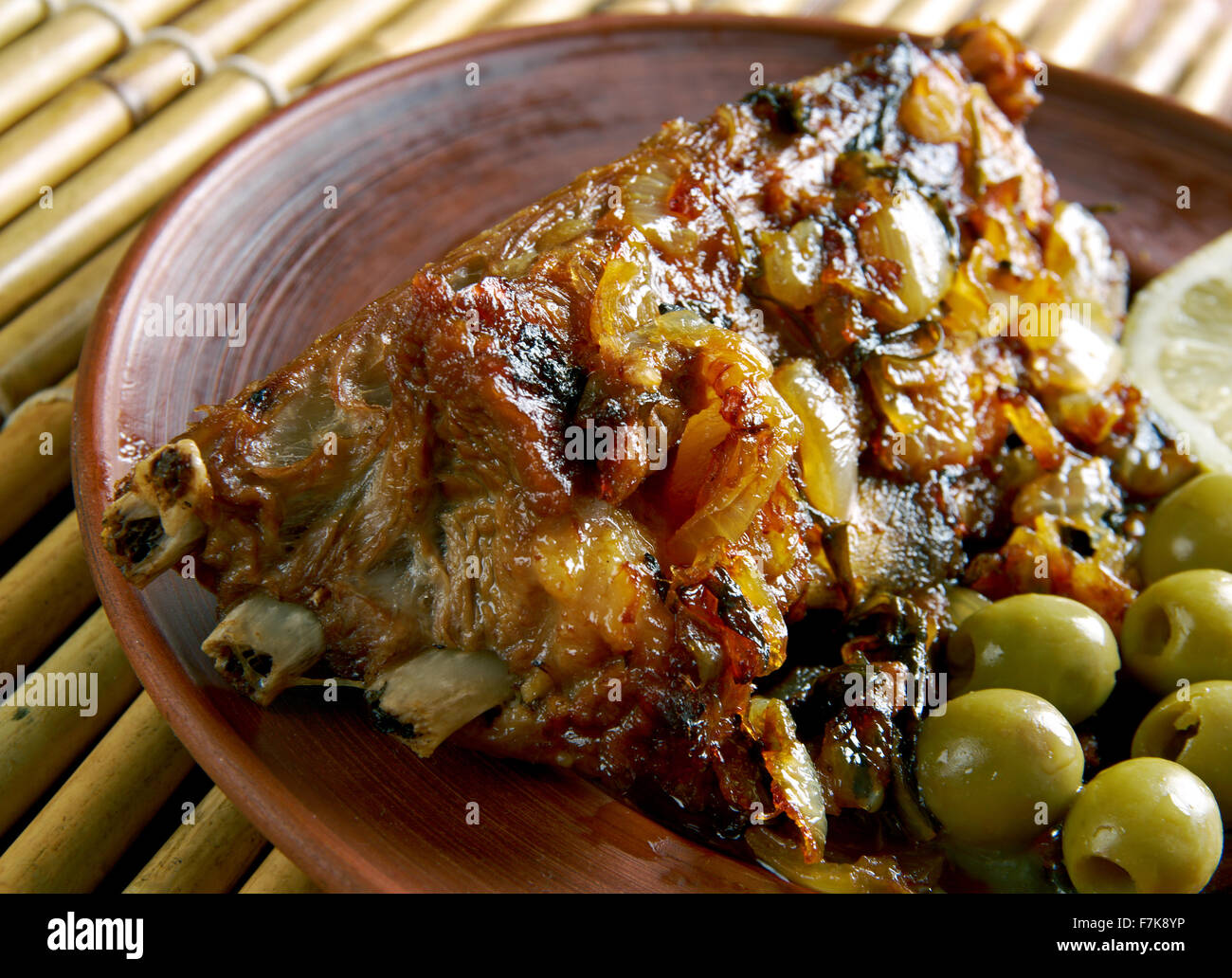 Roast lamb with laver sauce. Welsh cuisine Stock Photo - Alamy