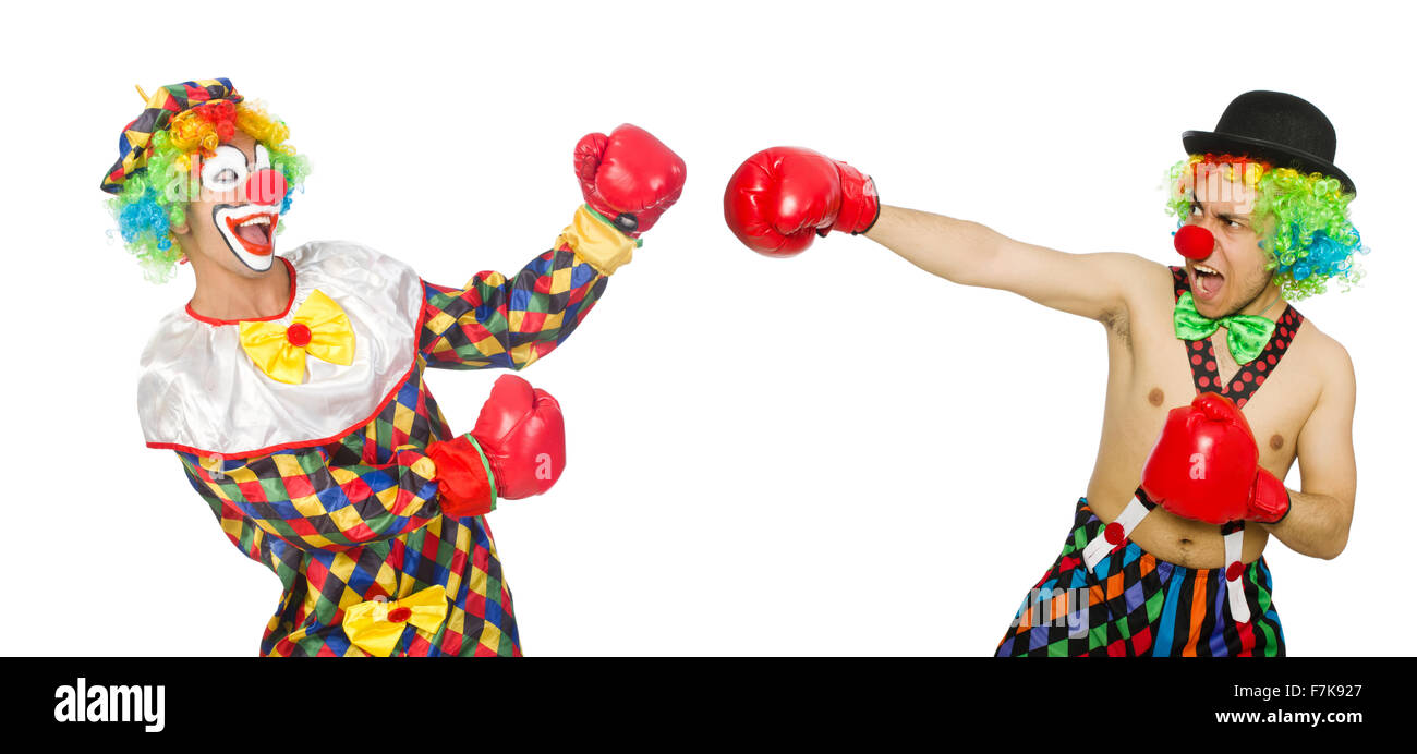 Clown with boxing gloves isolated on the white Stock Photo - Alamy